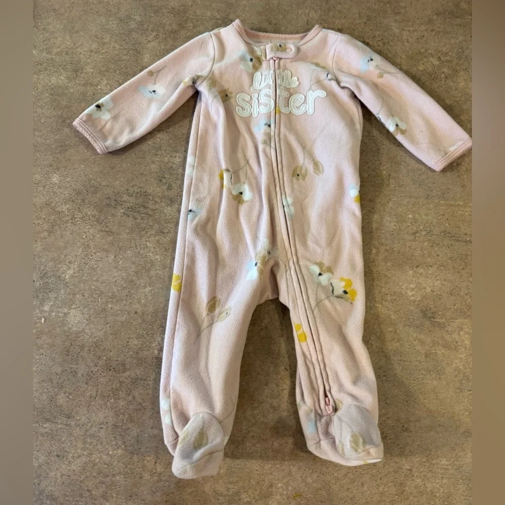 Carter's | One Pieces | Carters Pink Floral Little Sister Fleece Zip ...